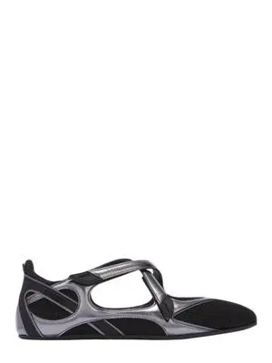 Attico Ballet Flats With Contrasting Design And Velcro Closure - Black