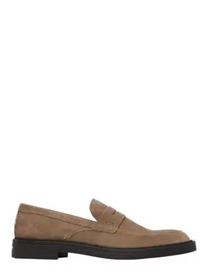 Hugo Boss Suede Loafers With Buckle Detail - Medium Beige