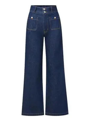 Veronica Beard Taylor High Rise Wide Leg Jeans - Blue