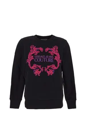 Versace Barocco Logo-print Cotton Sweatshirt - Black