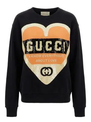 Gucci Sequin Heart Sweatshirt - Black