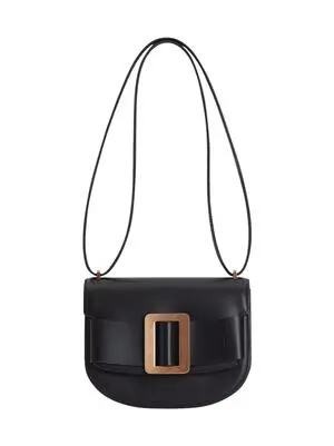Boyy Buckle Saddle Foldover Top Crossbody Bag - Black