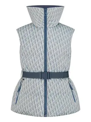 Dior Belted Puffer Vest - Blue And White