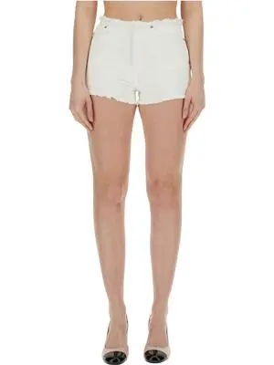 Michael Kors Frayed Hem Denim Shorts - Nude
