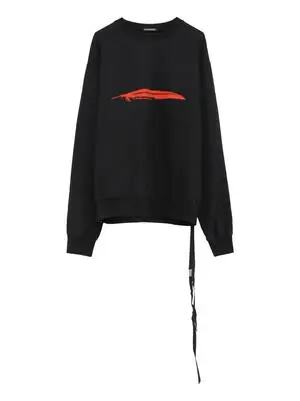 ANN DEMEULEMEESTER Feather-printed Crewneck Sweatshirt - Black