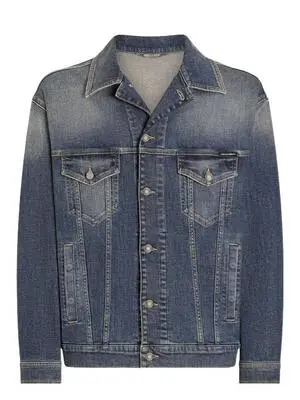 Dolce & Gabbana Long Sleeve Collared Denim Jacket - Gray