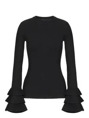 Valentino Garavani Ruffled Crewneck Jumper - Black