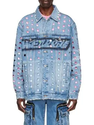 We11Done Logo Denim Jacket - Blue