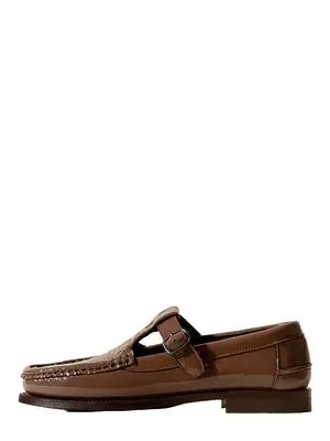 Hereu HEREU Patent Leather Loafers With Adjustable Buckle Cocoa