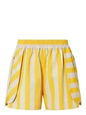 Fendi Pequin Striped Elasticated Waist Shorts - Yellow And Beige