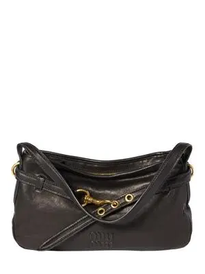 Miu Miu Miu Miu Nappa Leather Bag With Vintage Gold Hardware Black