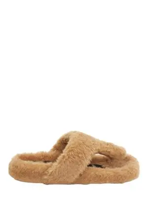 Loewe Shearling Ease Toe Post Sandals - Brown