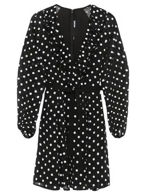 ROTATE BY BIRGER CHRISTENSEN Polka Dot V-neck Long Sleeve Dress - Black