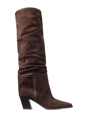 JIMMY CHOO Jimmy Choo Knee-High Suede Boots With Sculptural Block Heel