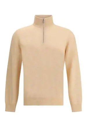 Brunello Cucinelli Brunello Cucinelli Funnel-Neck Knitted Polo Shirt Melon Color
