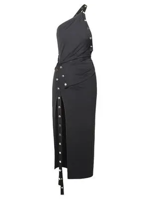 Attico One-shoulder Stud Embellished Dress - Black