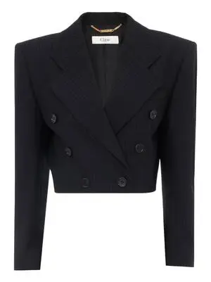 Chloé Spencer Striped Button Blazer - Black