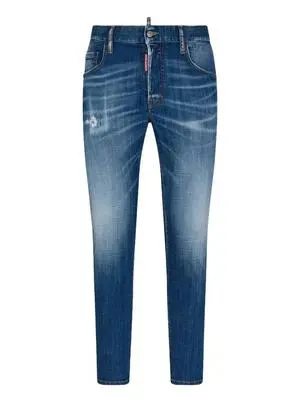 Dsquared2 Distressed Skinny Jeans With Logo Patch - Blue