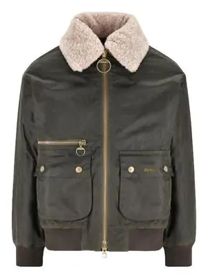 Barbour Long-sleeve Zip-up Jacket With Lapel Collar - Black