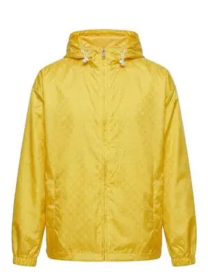 Gucci Gg Monogram Hooded Bomber Jacket - Yellow