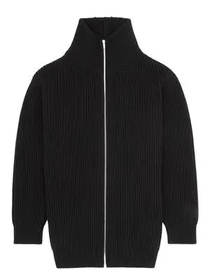 MAISON MARGIELA Ribbed Knit Cardigan Dress - Black