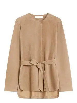 Max Mara Belted Suede Leather Jacket - Hazelnut Brown