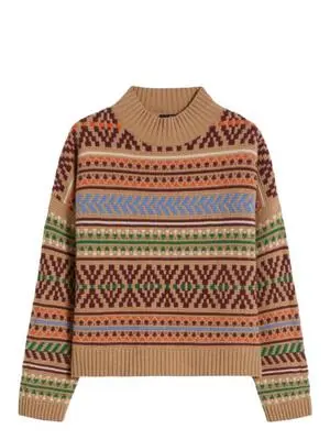 Max Mara Jacquard Crewneck Knitted Jumper - Camel