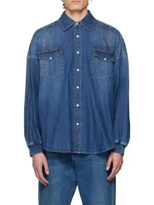 Alexander McQueen Buttoned Denim Shirt - Blue
