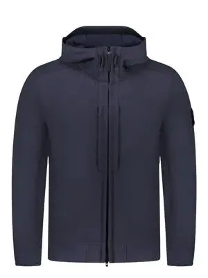 Stone Island Zip-up Drawstring Jacket With Logo Detail - Blue