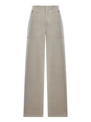 Fendi Logo Detailed Wide-leg Jeans - Nude