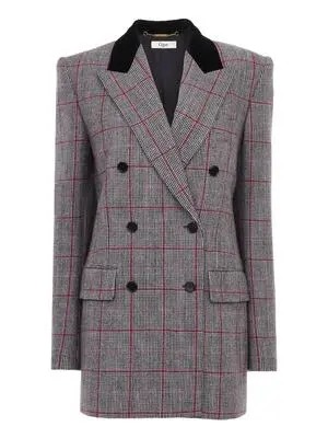 Chloé Double-breasted Plaid Blazer - Gray