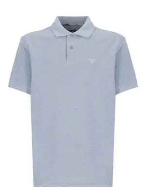 Barbour Tartan-trim Embroidered-logo Polo Shirt Gray