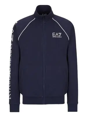EA7 Zip-up Casual Jacket With Logo Detail - Black