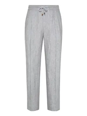 Brunello Cucinelli Leisure Fit Trousers With Drawstring Waist - Grey