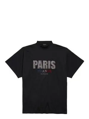 Balenciaga Logo Embellished Mockneck T-shirt - Black