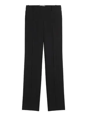 LANVIN Straight Leg Cropped Trousers With Logo Detail - Black