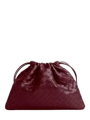 Bottega Veneta Intrecciato Drawstring Shoulder Bag - Barolo Red
