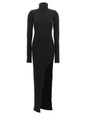 ANN DEMEULEMEESTER High-neck Ribbed Knit Maxi Dress - Black