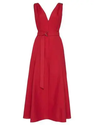 Brunello Cucinelli Belted Midi Dress - Red