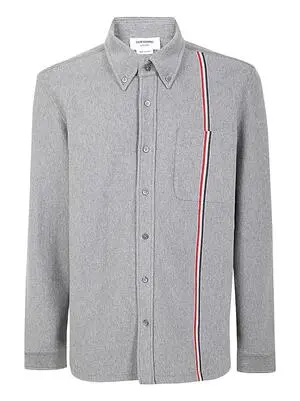 Thom Browne Grey Buttoned Jacket With Striped Detail - Medium Gray
