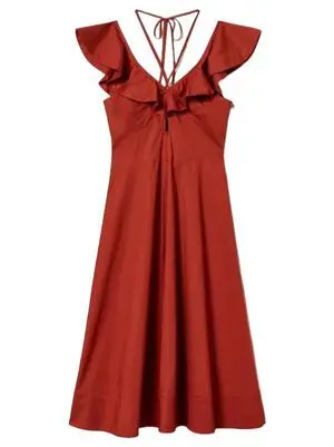 TWINSET Ruffled Open-back Midi Dress - Red