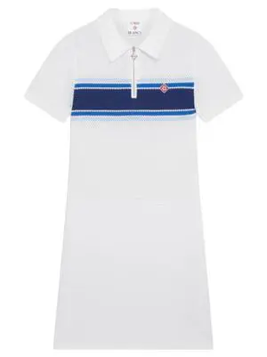 Casablanca Striped Mesh Midi Dress - White/blue