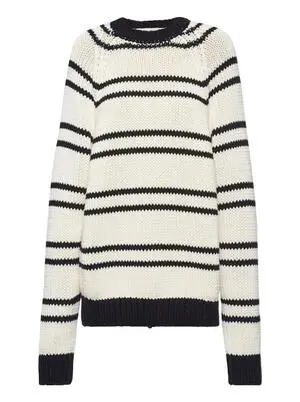 Miu Miu Striped Cotton And Cashmere Sweater - Blue