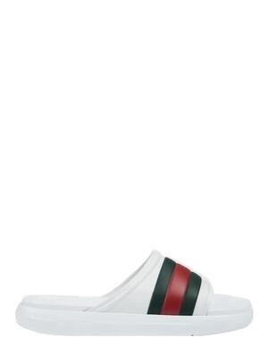 Gucci Web Slide Sandals - White