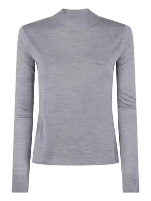 Max Mara Mock Neck Knitted Jumper - Gray