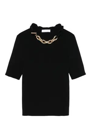 Rabanne Chain-detailed Crewneck Top - Black