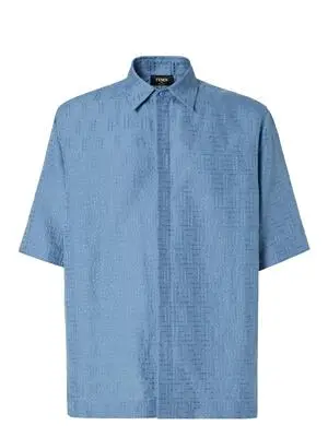 Fendi Fendi FF Jacquard Short Sleeved Shirt Light Blue