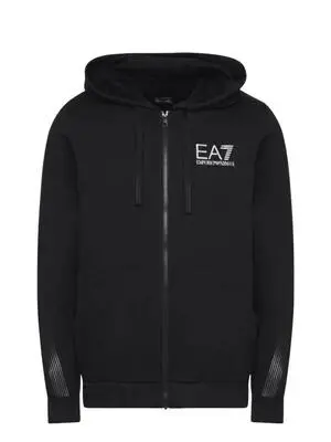 EA7 Zip-up Logo Hoodie - Black