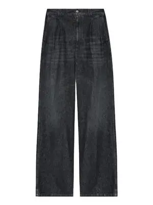 MAISON MARGIELA Elasticated Waistband Wide-leg Jeans - Black