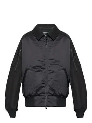 Y3 Contrast Panel Zip-up Bomber Jacket - Black